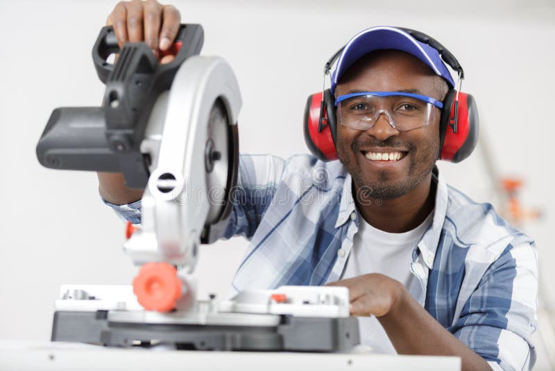 Handsome Smiling Construction Worker at Work Stock Image - Image of ...