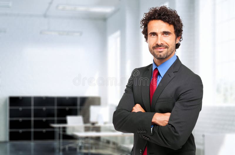 Handsome Smiling Male Manager Portrait Stock Image - Image of ...