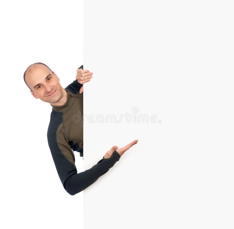 Handsome Smiling Man with Banner Stock Image - Image of male, looking ...