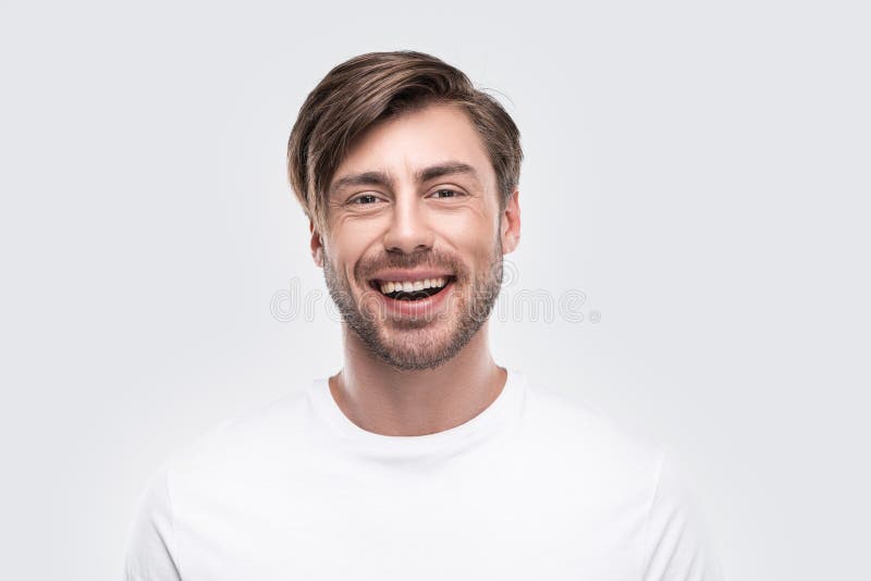 Handsome Smiling Man Looking at Camera Stock Image - Image of masculine ...