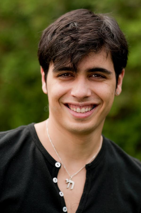 Handsome Smiling Young Jewish Man Stock Photo - Image of outdoors ...