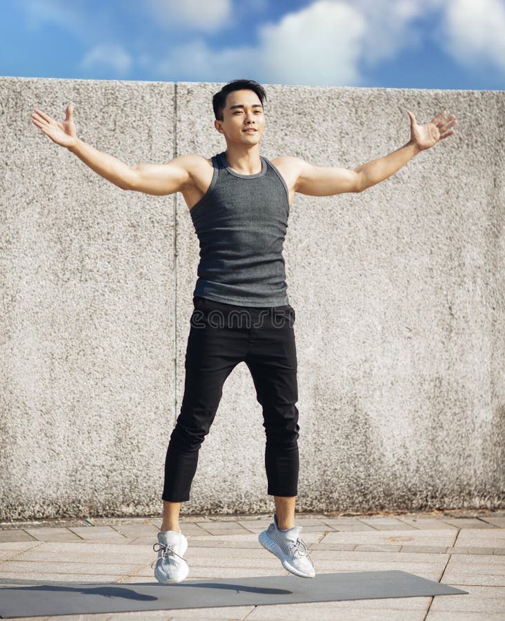 Handsome Sportive Man Doing Workout Outdoor Stock Image - Image of male ...