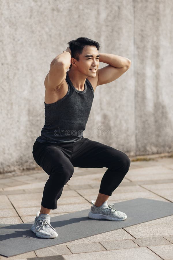 Handsome Sportive Man Doing Workout Outdoor Stock Image - Image of hand ...