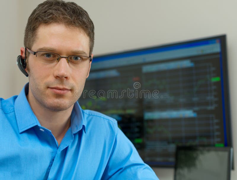 Handsome stock trader. stock image. Image of exchange - 67517077
