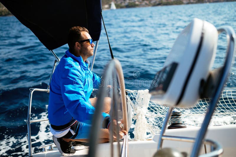 Handsome Strong Man Sailing with His Boat Stock Image - Image of ...