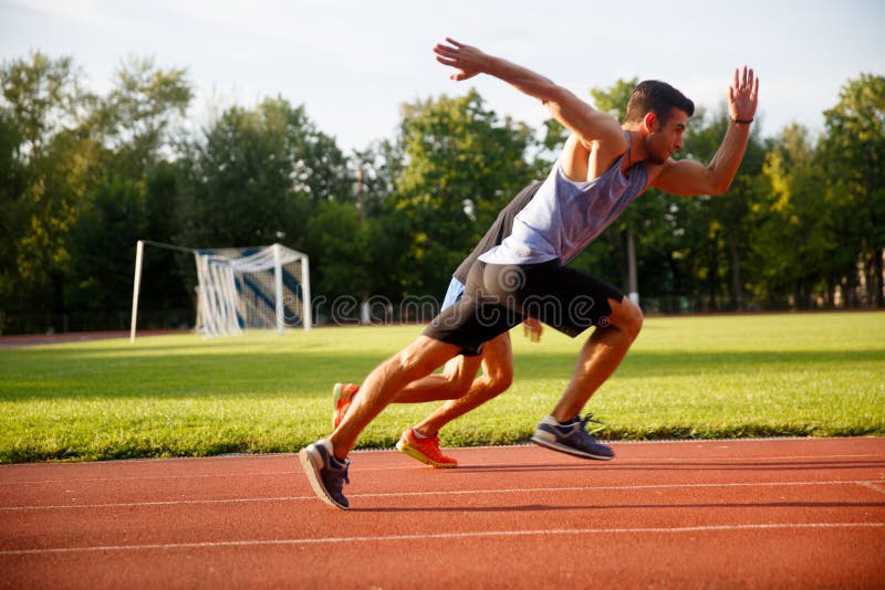 Handsome Strong Running Men on Special Jogging Track Stock Photo ...
