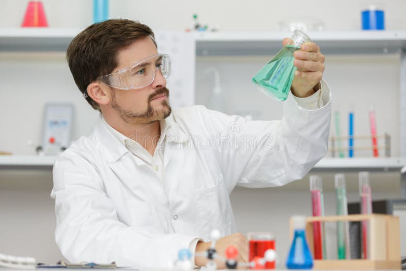 Handsome Student Chemistry Working with Chemicals Stock Photo - Image ...