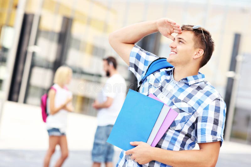 Handsome Student Looking To the Left in the Campus Stock Photo - Image ...
