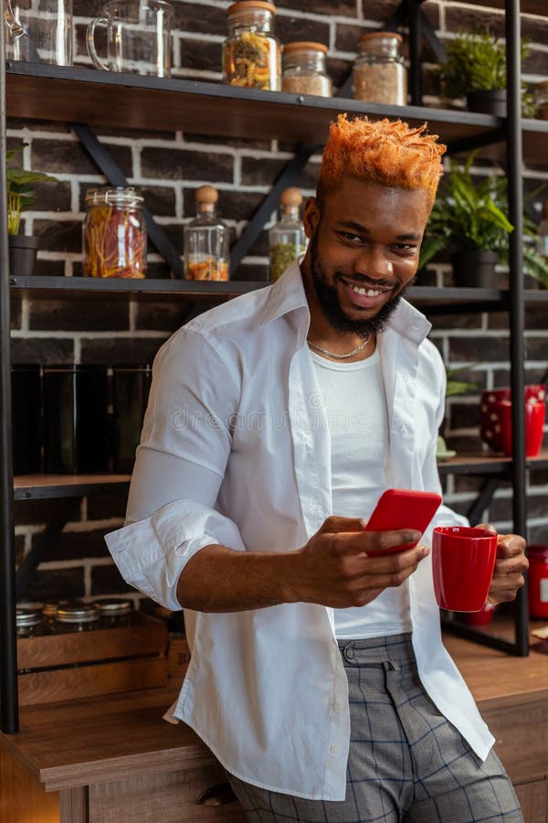Handsome Stylish Man Standing in the Kitchen Stock Image - Image of ...