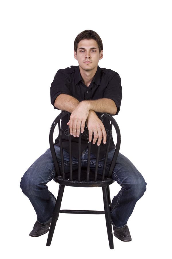 Handsome and Stylish Model Sitting on Chair Stock Photo - Image of ...