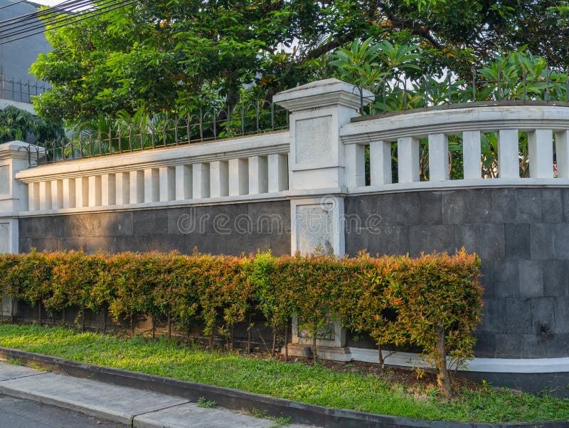 A Handsome and Stylish Solid Fence Wall Design with Foliage Decoration ...