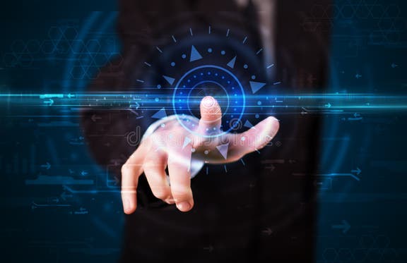 Handsome Tech Guy Pressing High Technology Stock Photo - Image of ...