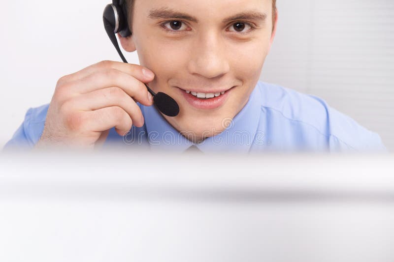 Handsome Technical Support Operator Working on Computer. Stock Image ...