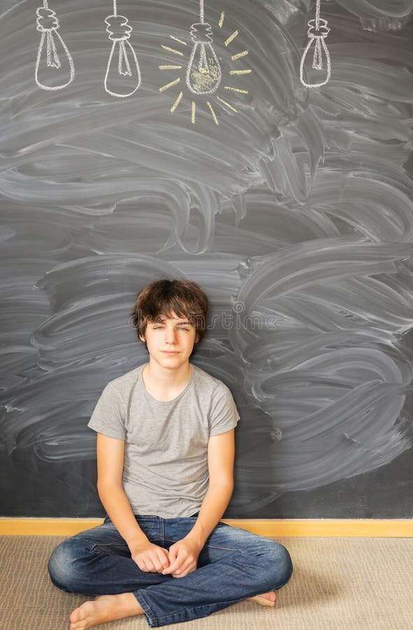 Teenager Boy Getting an Idea Stock Photo - Image of learning, person ...