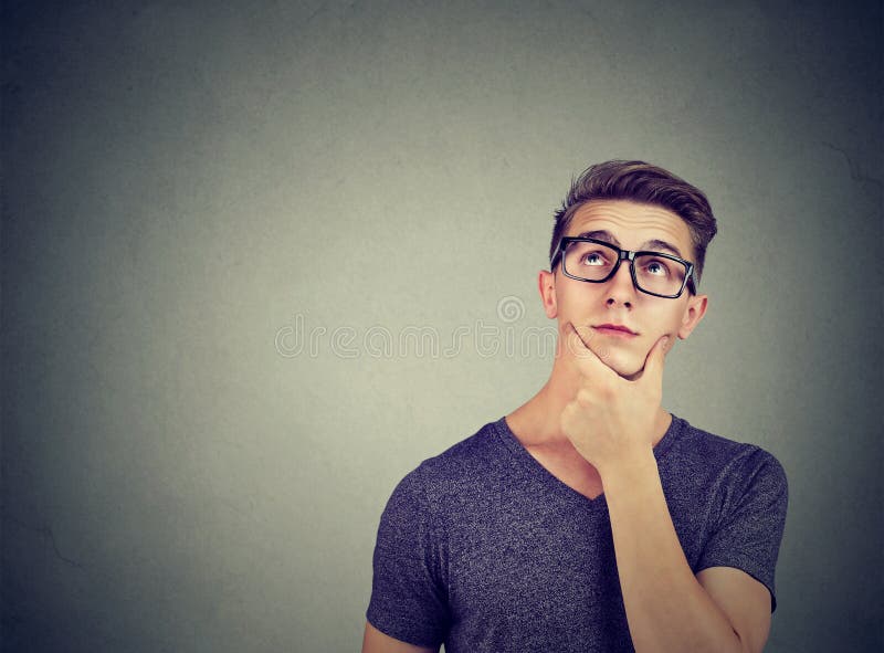 Man Thinking Making Up His Mind Looking Up Stock Photos - Free ...