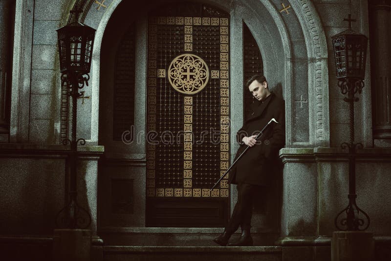 Handsome Vampire with Pale Skin and Blue Eyes Stock Image - Image of ...