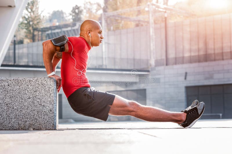 Handsome Well Built Man Developing His Strength Stock Image - Image of ...