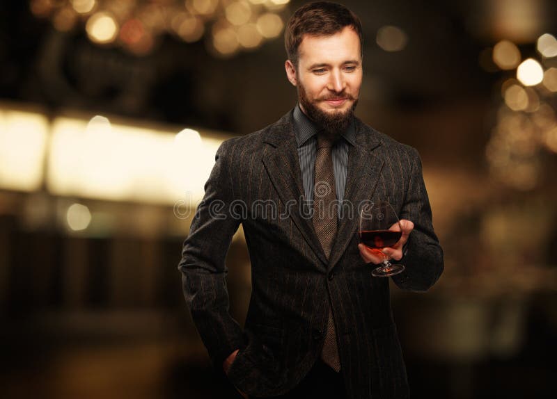 Handsome Well-dressed Man with Glass Stock Image - Image of necktie ...