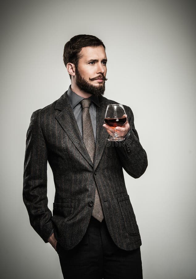 Handsome Well-dressed Man with Glass Stock Photo - Image of elegance ...