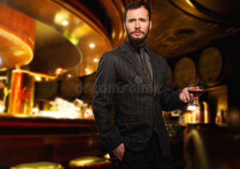 Handsome Well-dressed Man with Glass Stock Image - Image of jacket ...