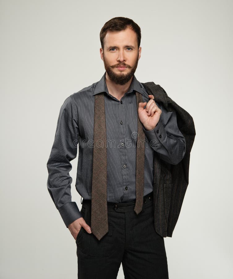 Handsome well-dressed man stock photo. Image of moustache - 39554042