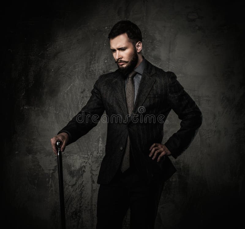 Handsome well-dressed man stock photo. Image of moustache - 48893756