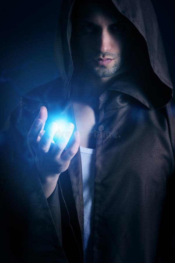 Handsome Wizard Showing an Energy Blast Stock Image - Image of ...