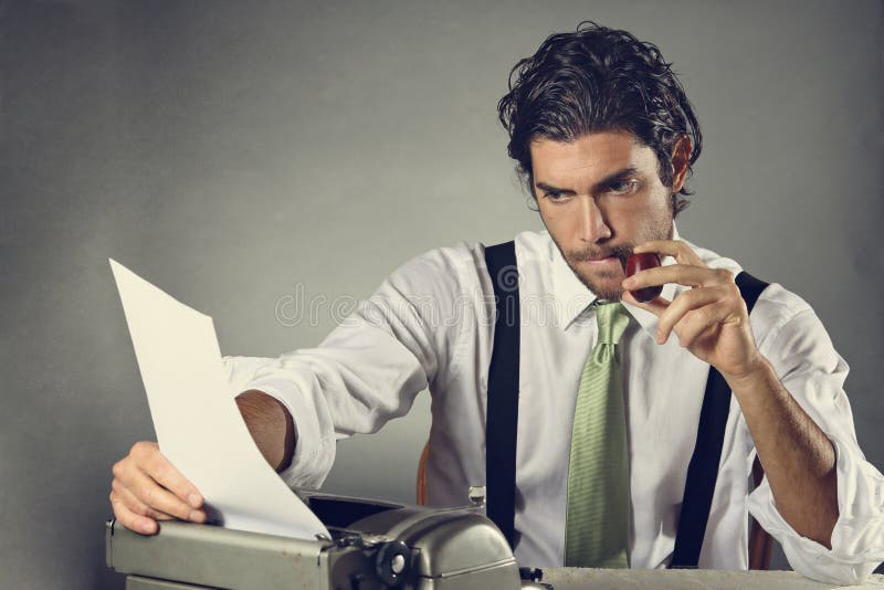 Handsome writer with pipe stock photo. Image of write - 35926012