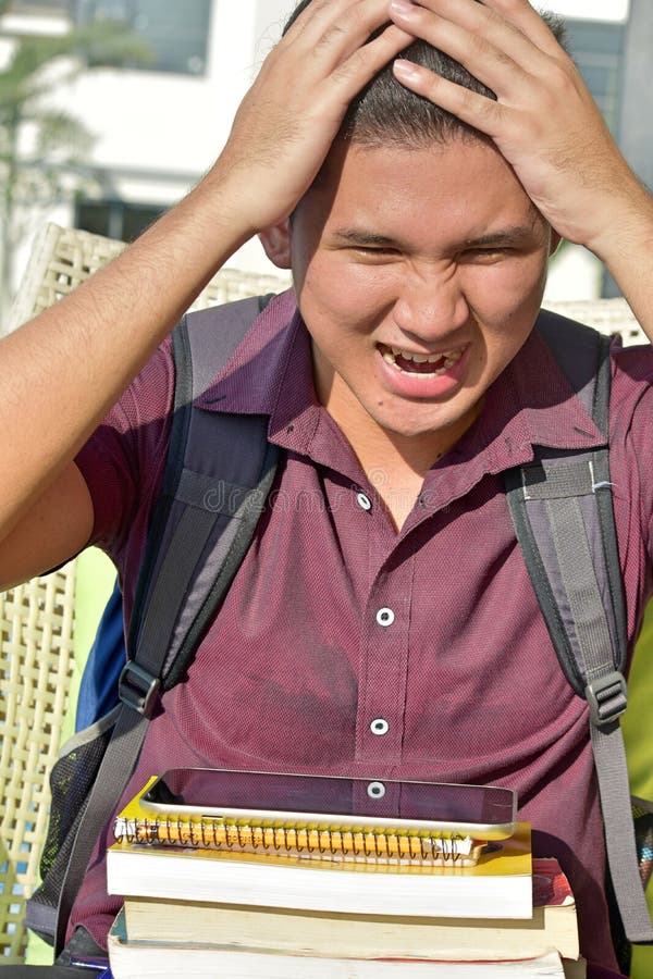 Stressed University Diverse Boy Student Stock Image - Image of ...