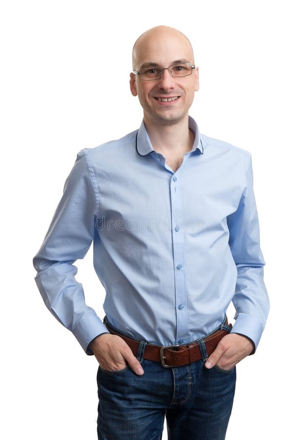 Handsome young bald man stock image. Image of happiness - 40745599