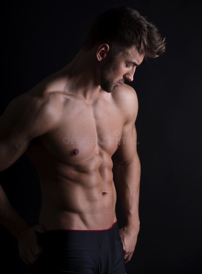 Handsome Young Bodybuilder with Toned Body Stock Image - Image of back ...