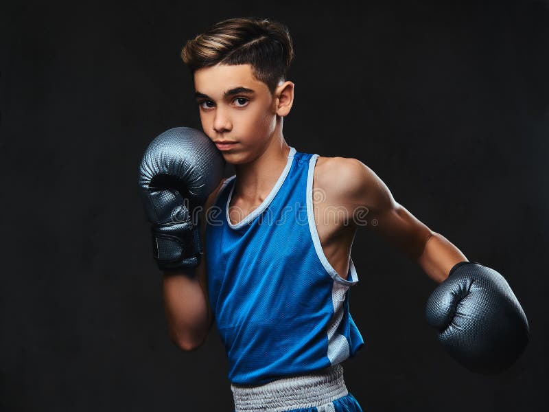 Handsome Young Boxer during Boxing Exercises, Focused on Process with ...