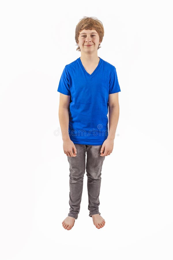 Young Boy Full Body Portrait Isolated Stock Image - Image of white ...