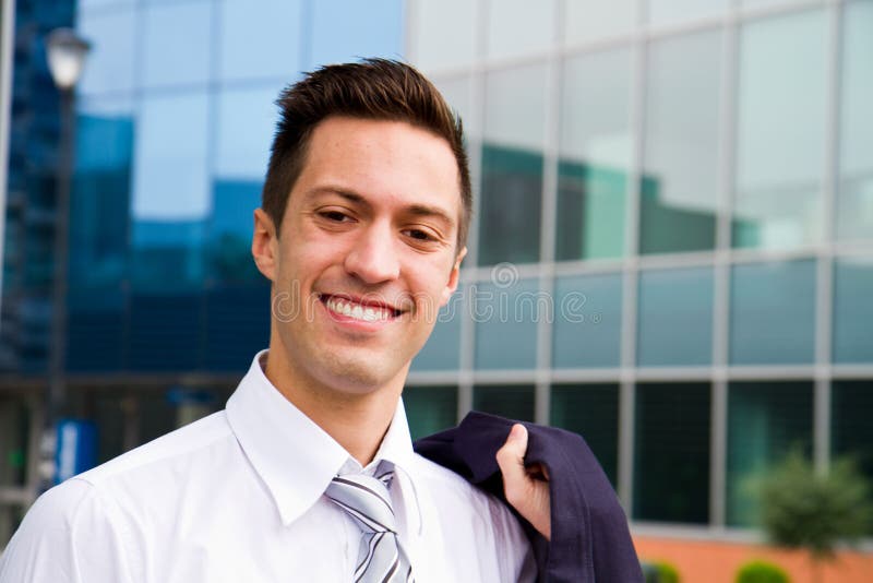 Handsome Young Business Man at Office Building Stock Image - Image of ...