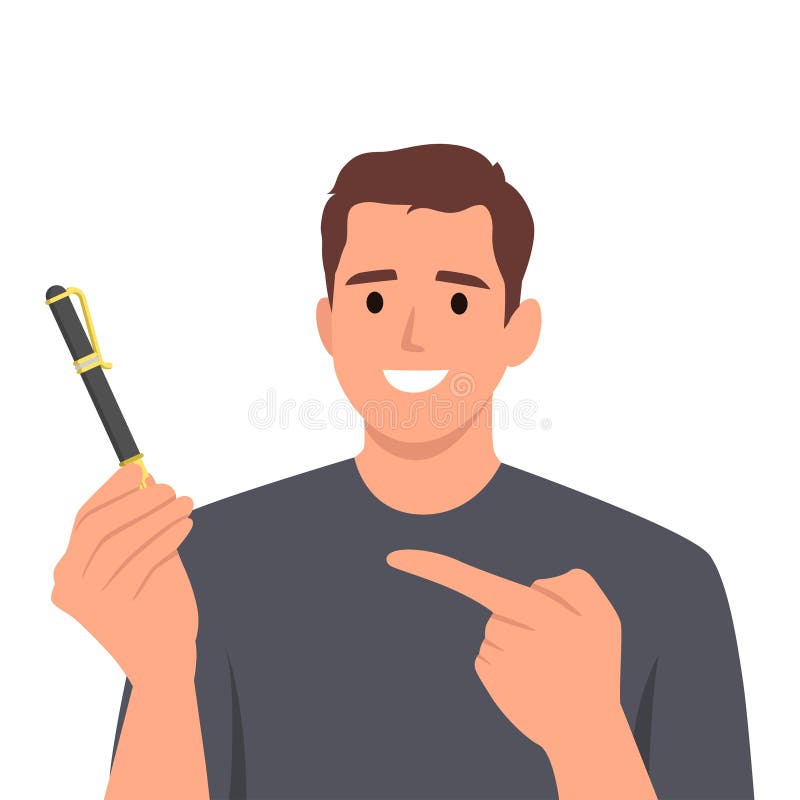 Handsome Young Business Man Pointing at an Expensive Pen Stock Vector ...