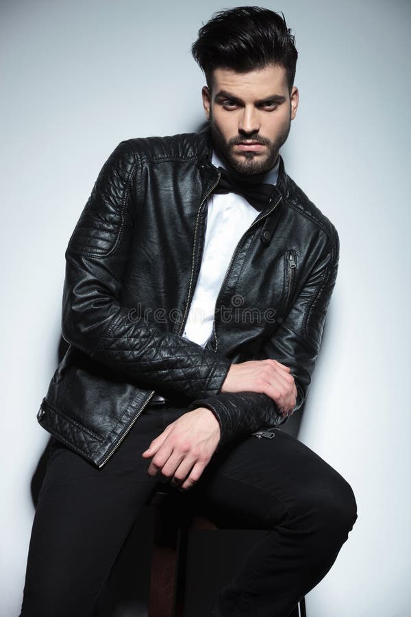 Handsome Young Business Man Resting on a Stoo Stock Image - Image of ...