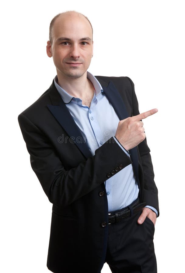 Handsome Young Businessman Pointing To Something Stock Photo - Image of ...