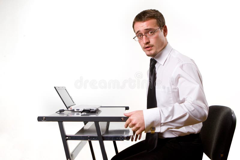 Businessman with Laptop, Powerpoint Presentation Stock Image - Image of ...