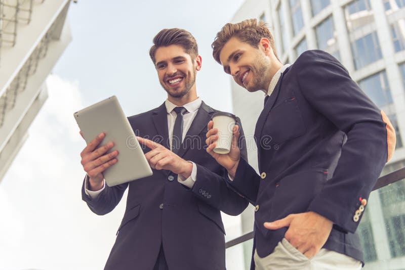 Handsome Young Businessmen with Gadget Stock Image - Image of adult ...