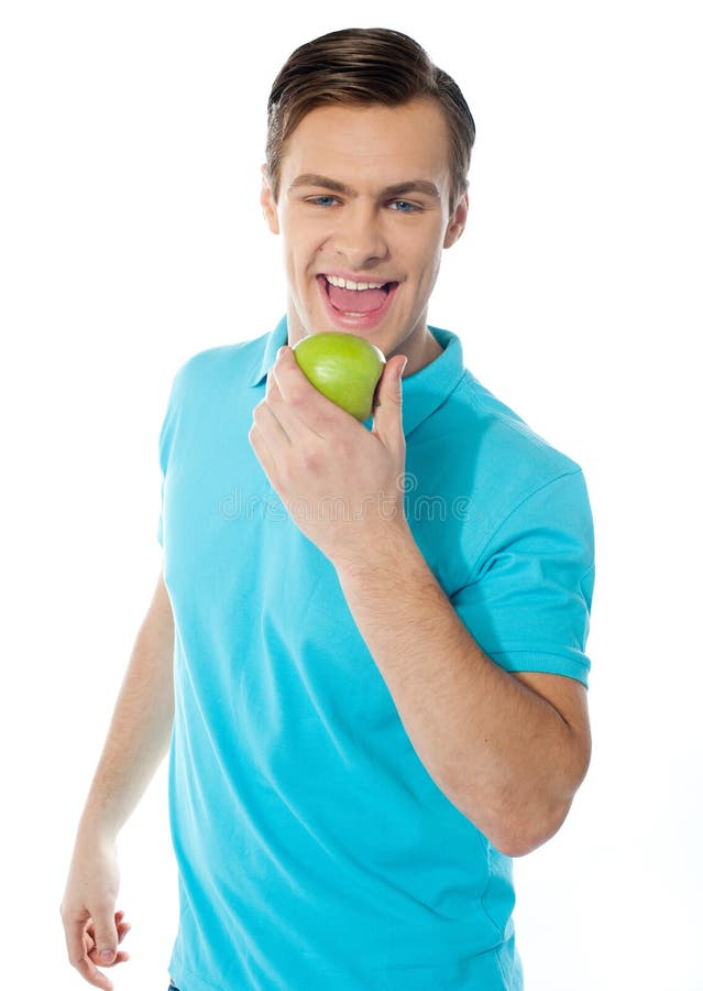 Handsome Young Male Model Biting Apple Stock Photos - Free & Royalty ...