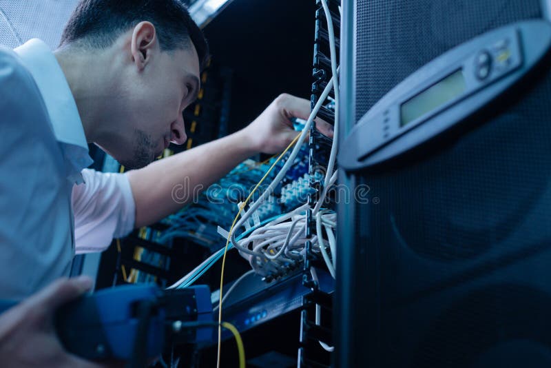 Internet Cables Being Connected To the Switch Panel Stock Image - Image ...