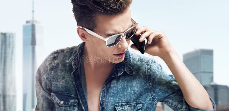 Handsome Young Guy Calling on the Phone Stock Photo - Image of ...