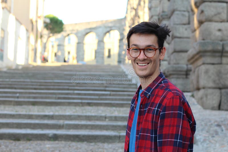 Handsome Young Hispanic Male Smiling Outdoors Stock Image - Image of ...