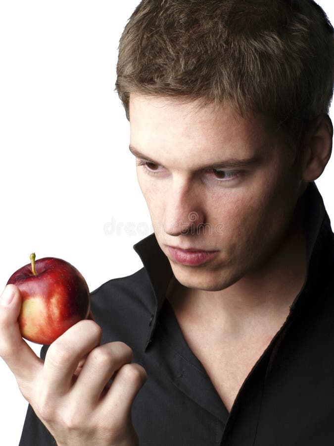 Teen boy holding apple. stock image. Image of caucasian - 2044215