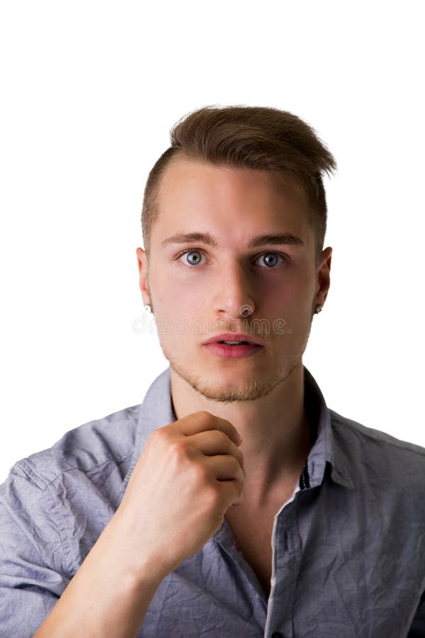 Handsome Young Man with Aggressive, Expression of Stock Photo - Image ...
