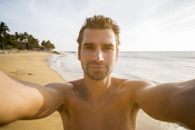 Handsome Young Man on the Beach Stock Photo - Image of beach, outdoor ...