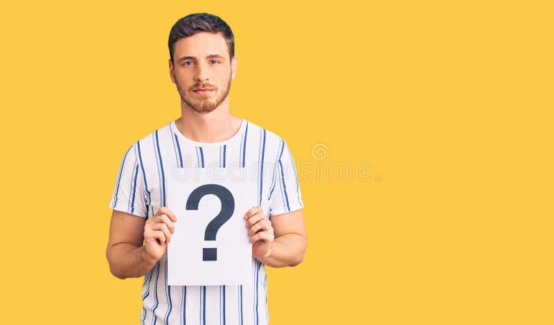 Handsome Young Man with Bear Holding Question Mark Thinking Attitude ...