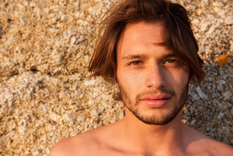 Handsome Young Man with Beard Shirtless Stock Image - Image of life ...