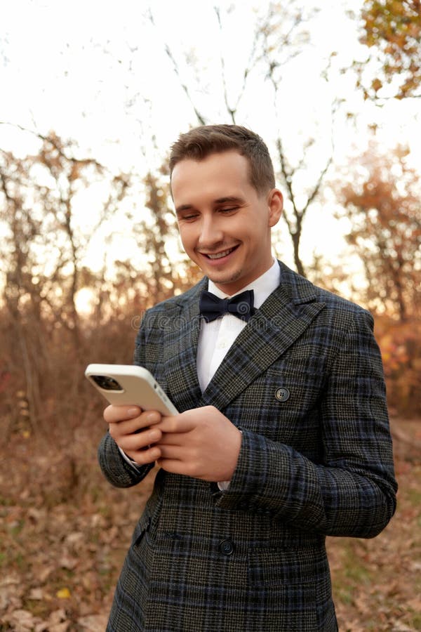 Handsome Young Man in Classic Checked Suit Stock Image - Image of ...