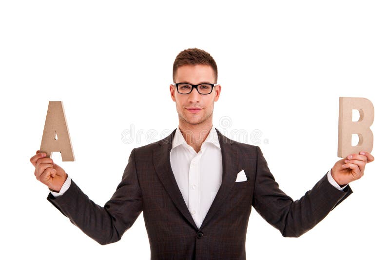 Handsome Young Man in Classic Suit and with Letters Abc Stock Image ...